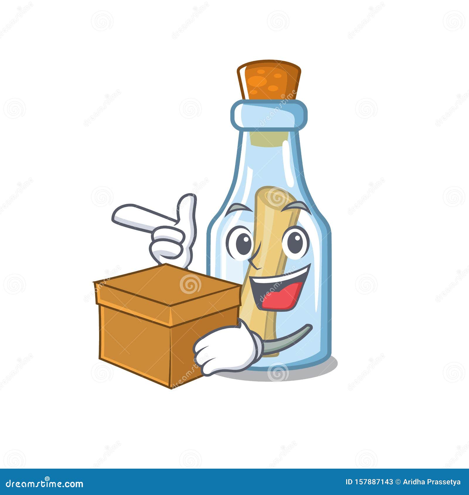 With Box Message in Bottle on the Cartoon Stock Vector - Illustration ...