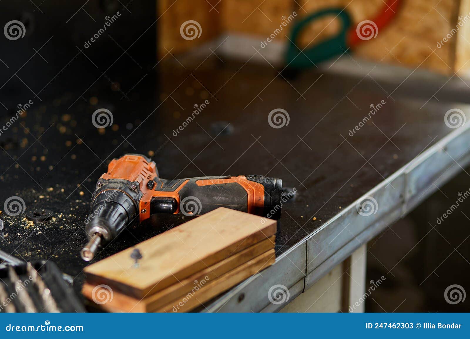 Close Up of a Metal Drill Bit Set at Workshop, Carpenter Chooses Stock ...
