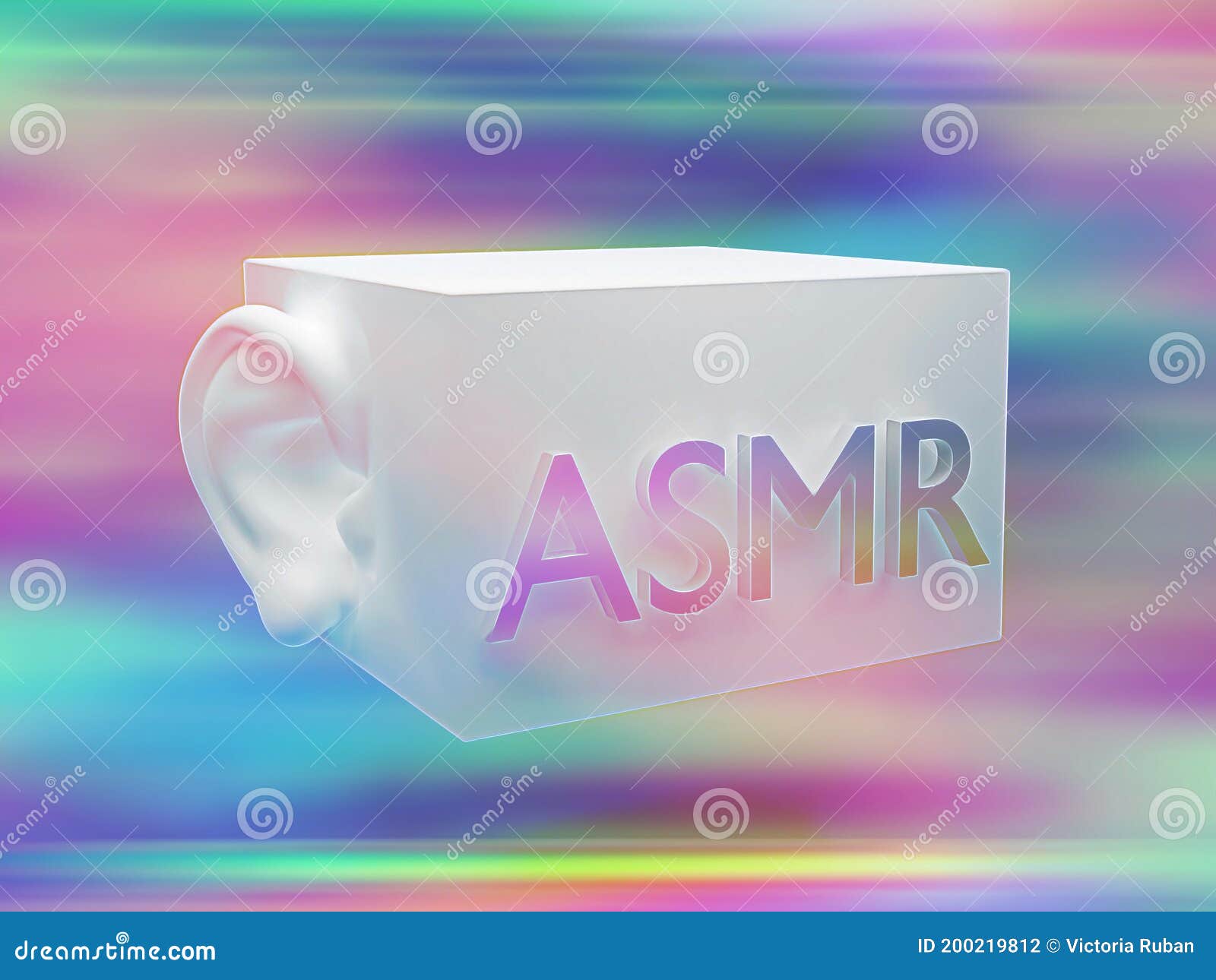 Box Microphone Asmr with Ear on Multi-color Backdrop Stock Illustration ...
