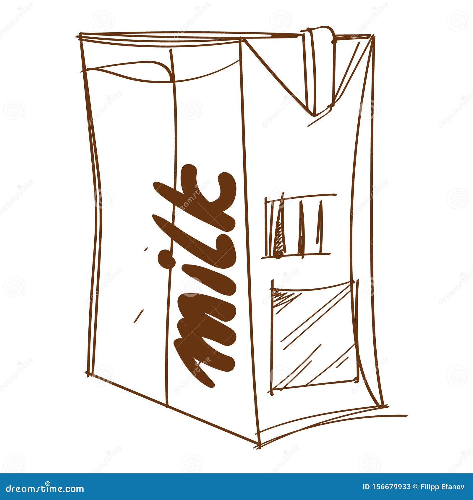 Box with Milk Outline Drawing Stock Illustration - Illustration of ...