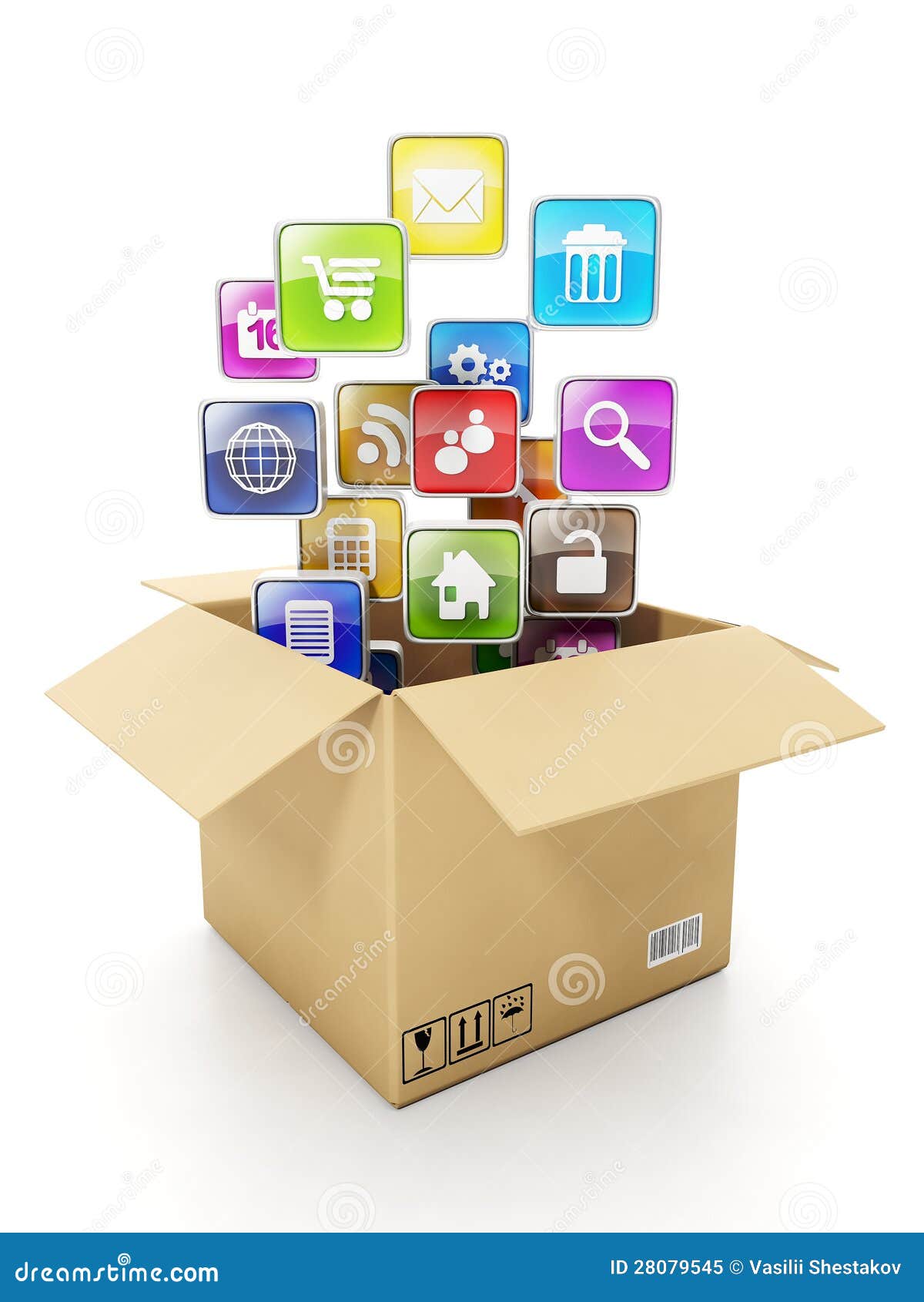 Box and mobile cloud icons stock illustration. Illustration of digital ...