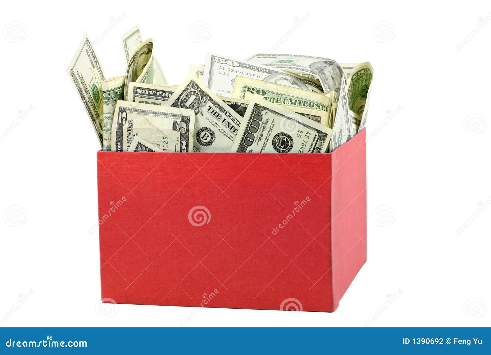 A box of money stock photo. Image of giving, wrap, money - 1390692