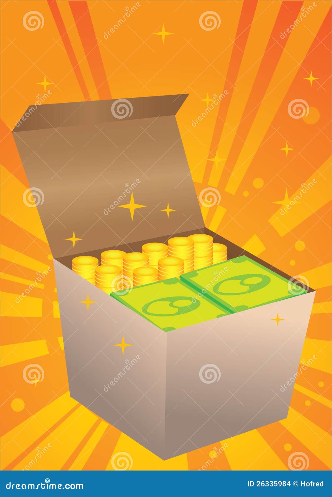 Box of money stock vector. Illustration of abundance - 26335984