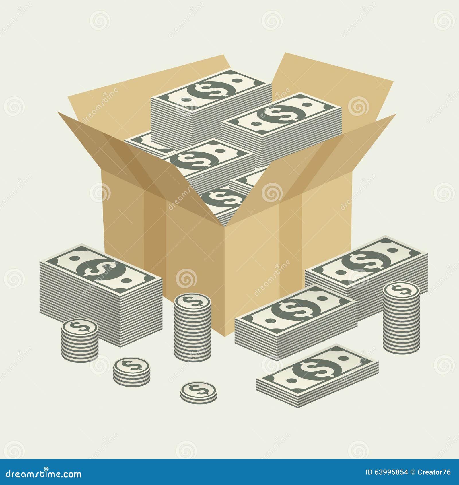 Box of money stock vector. Illustration of symbol, buying - 63995854