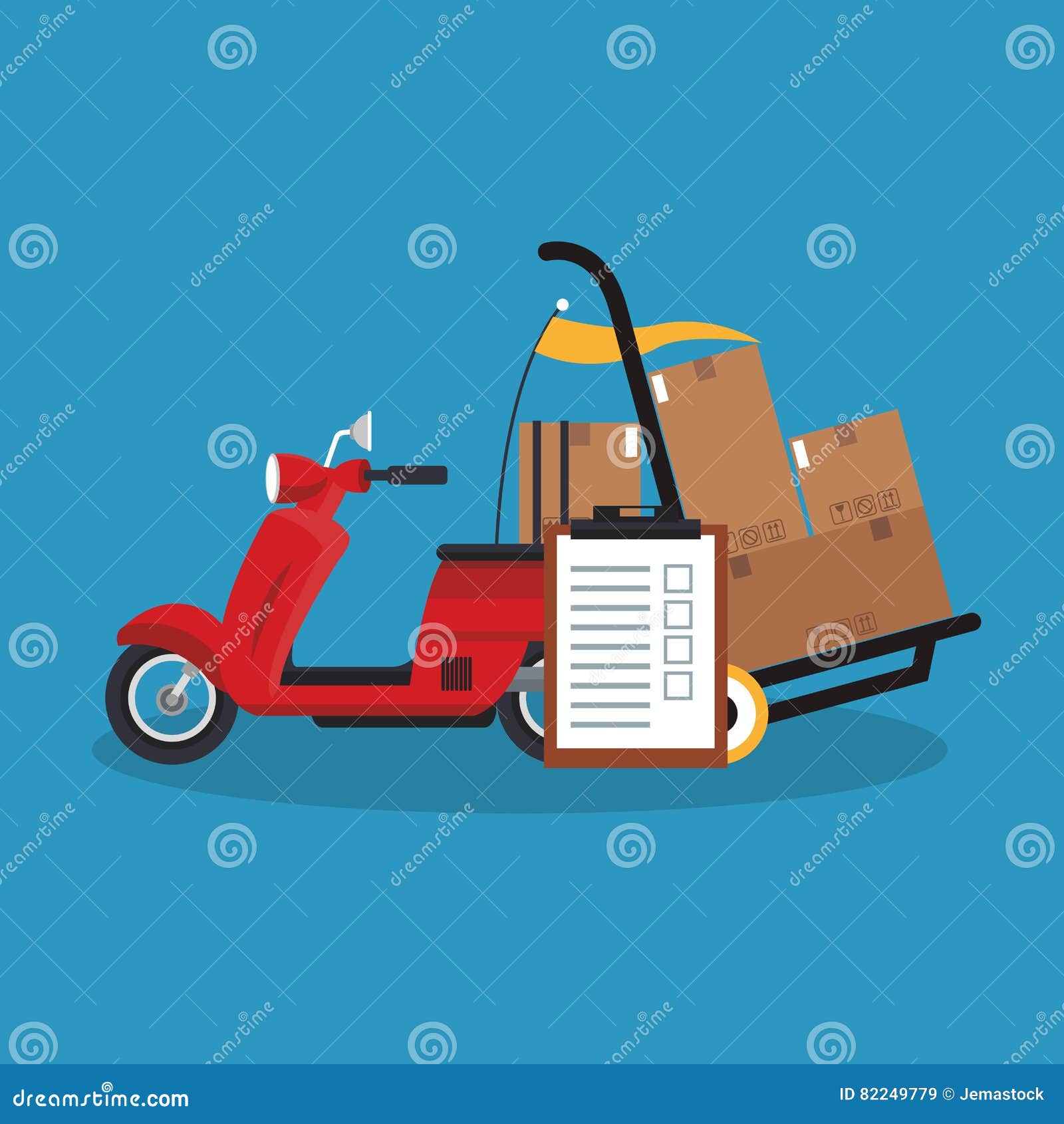 Box and Motorcycle of Delivery Concept Design Stock Vector ...