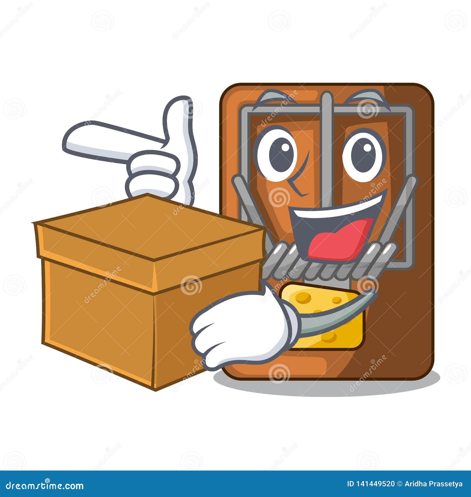 With Box Mousetrap in the Shape Mascot Wood Stock Vector - Illustration ...