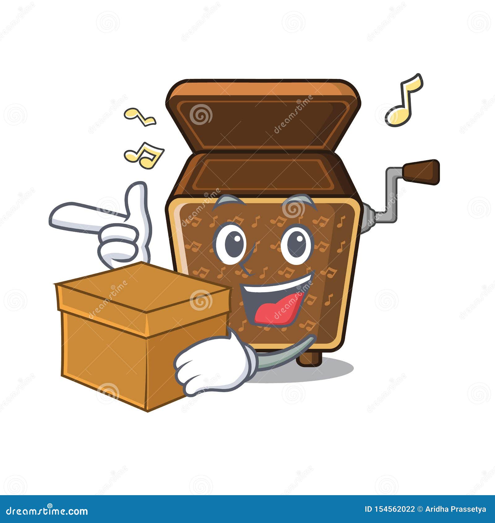 With Box Music Box Isolated with the Cartoon Stock Vector ...