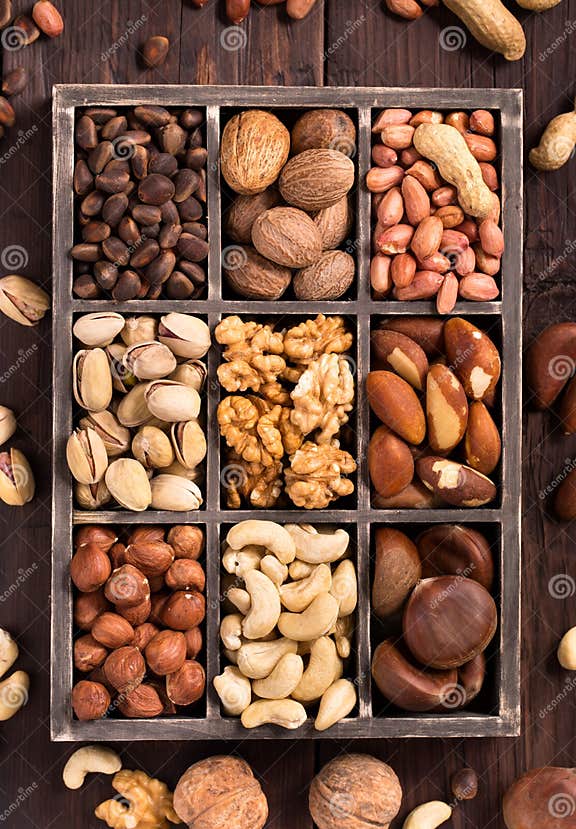 Box of nuts stock photo. Image of hazelnut, protein, brazil - 51192554
