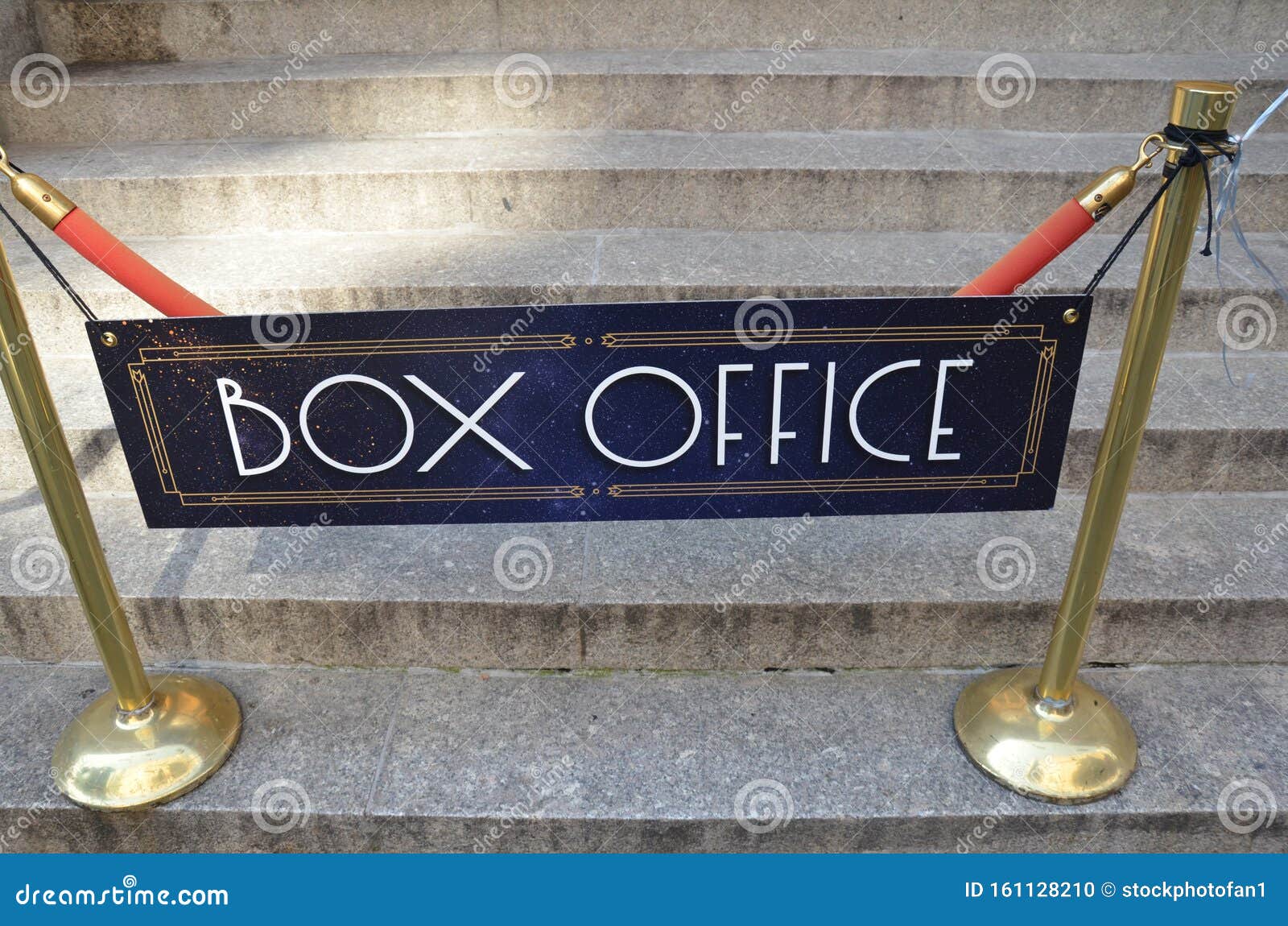 Box Office Sign with Rope Barrier and Steps Stock Photo - Image of sign ...