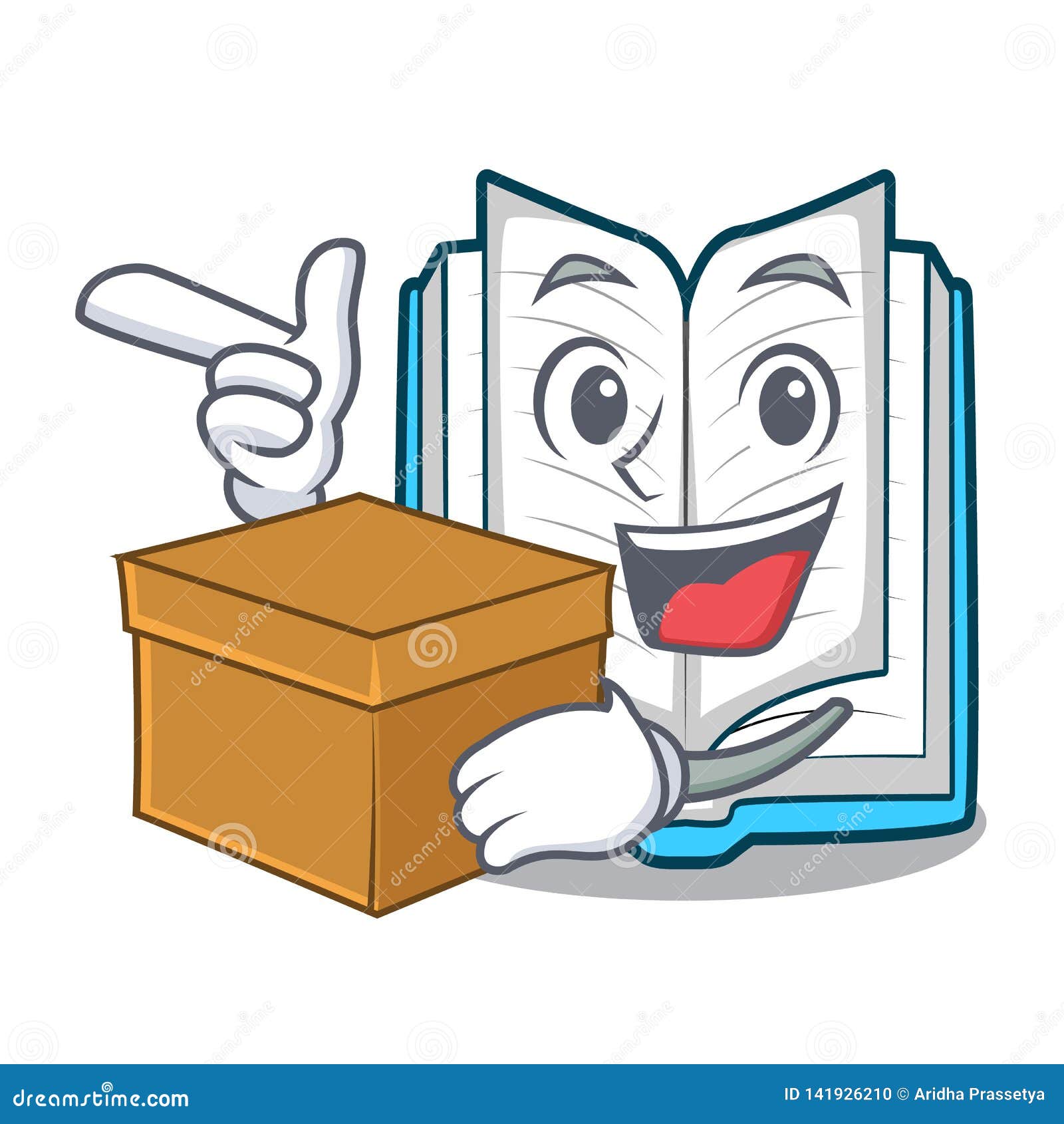 With Box Opened Book Isolated in the Character Stock Vector ...