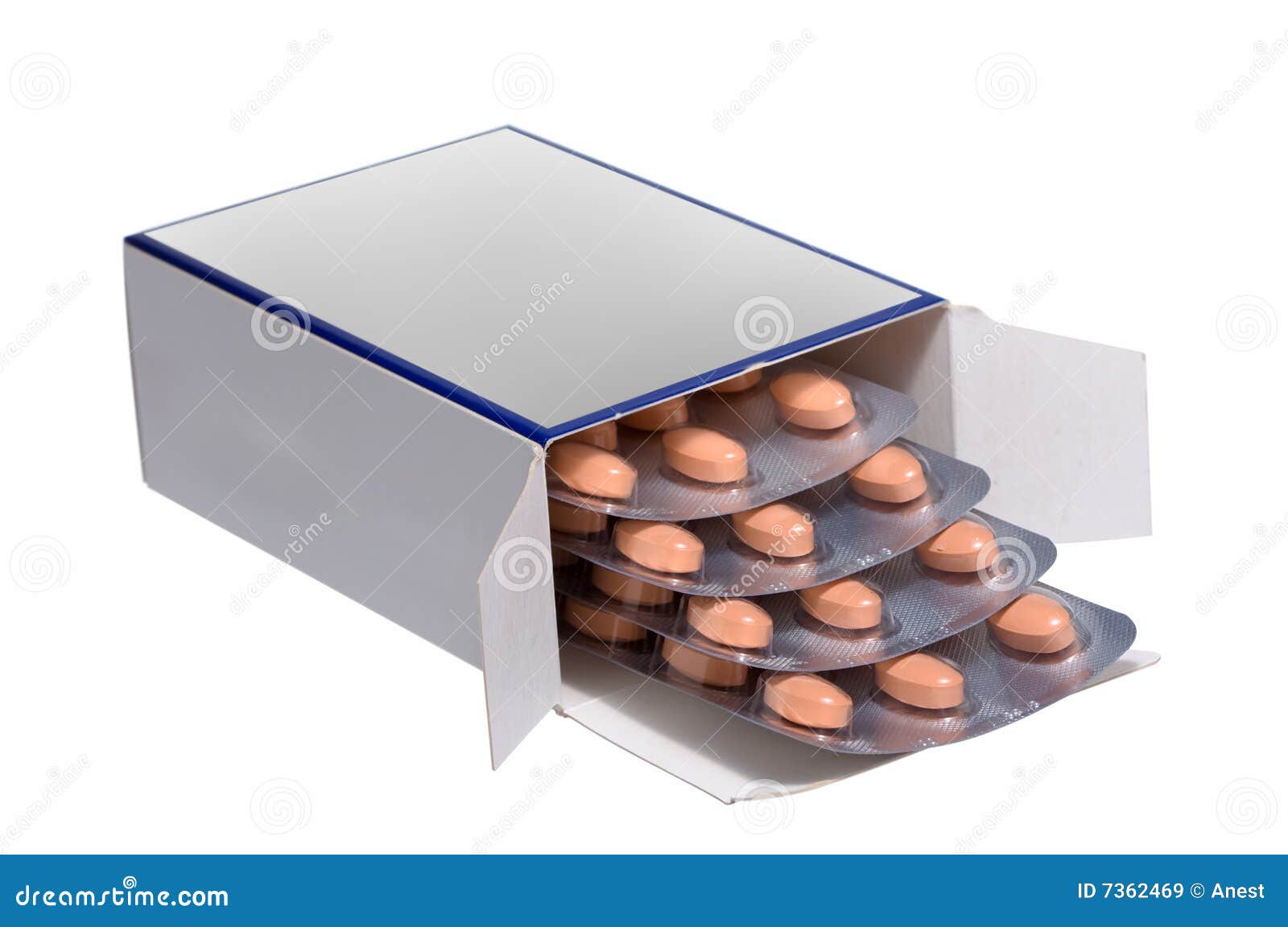 Box with Orange Pills Isolated on White Stock Image - Image of ...