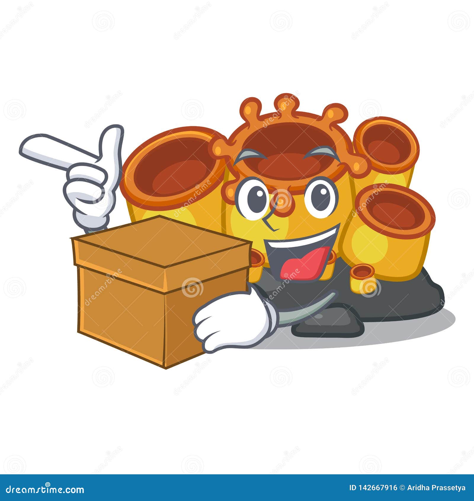 With Box Orange Sponge Coral Isolated with Cartoon Stock Vector ...