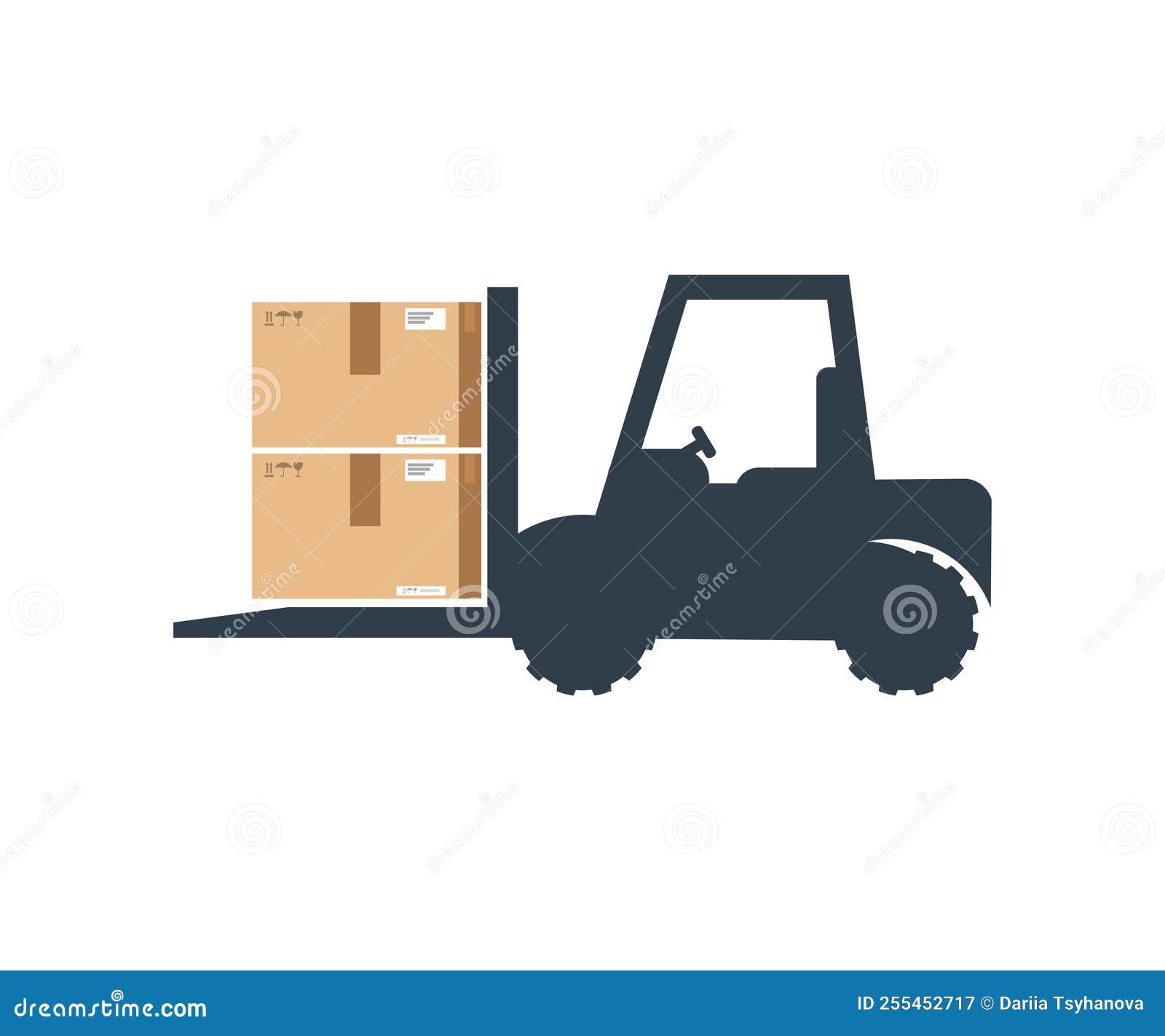 Box Package Cargo in Forklift Logo Design. Parcel Stacking Cardboard ...