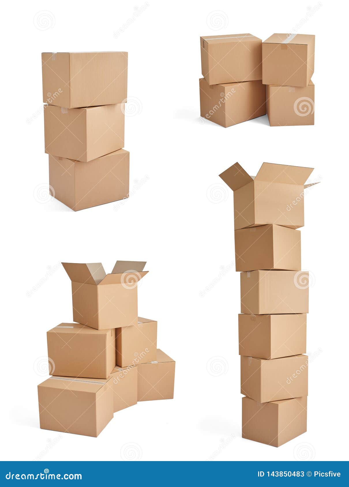 Box Package Delivery Cardboard Carton Stack Stock Image - Image of open ...