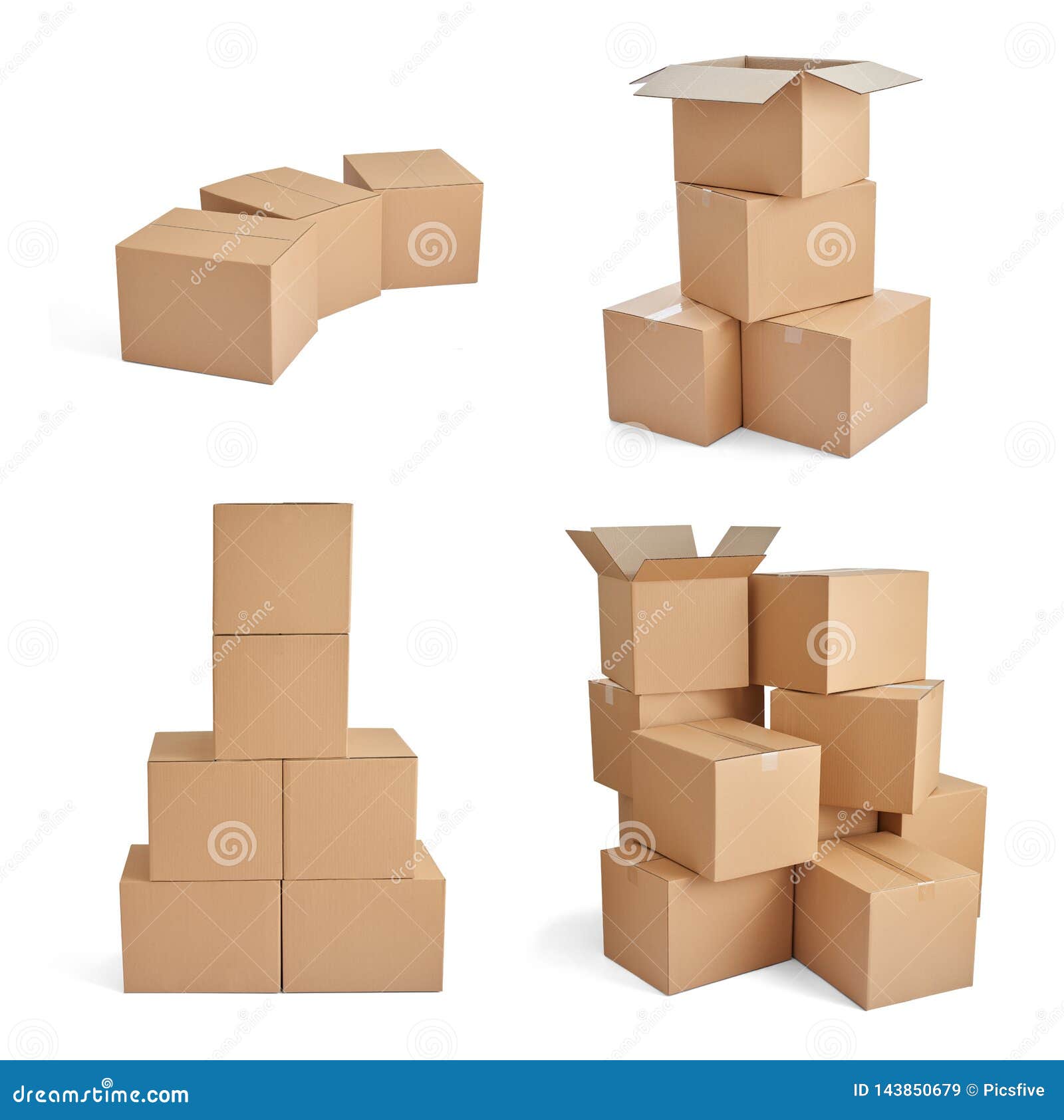 Box Package Delivery Cardboard Carton Stack Stock Image - Image of open ...