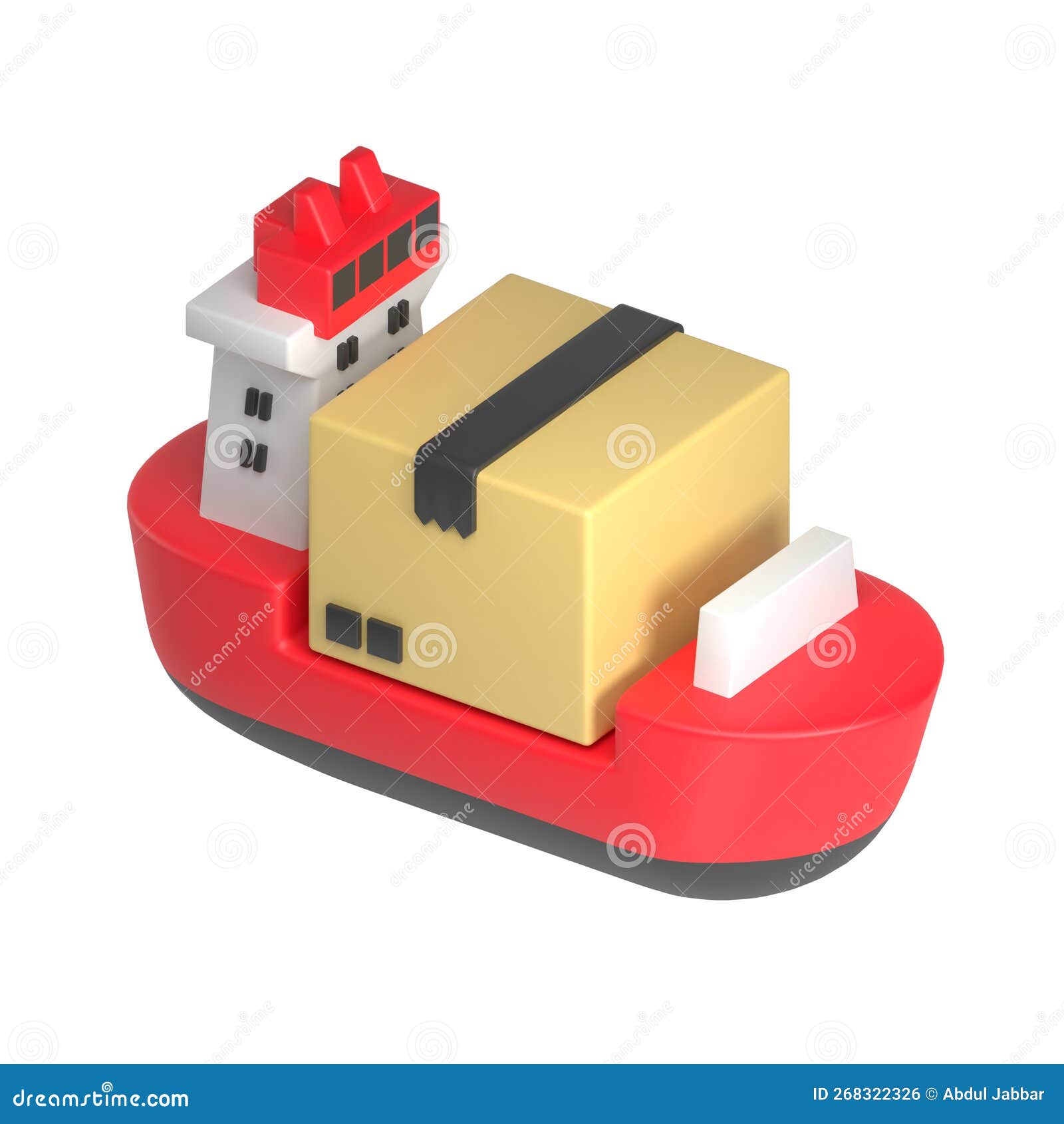 Box Package on Red Container Ship 3d Illustration Stock Photo ...