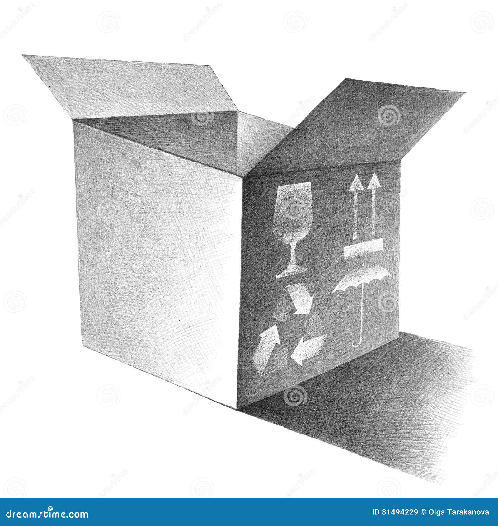 Box with package signs stock illustration. Illustration of pencile ...