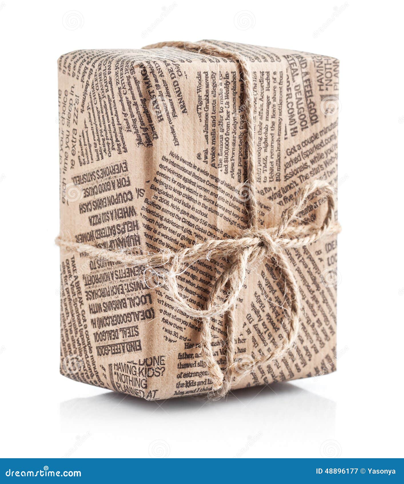 Box Packaged Newspaper with Bow of Rope Stock Image - Image of ...