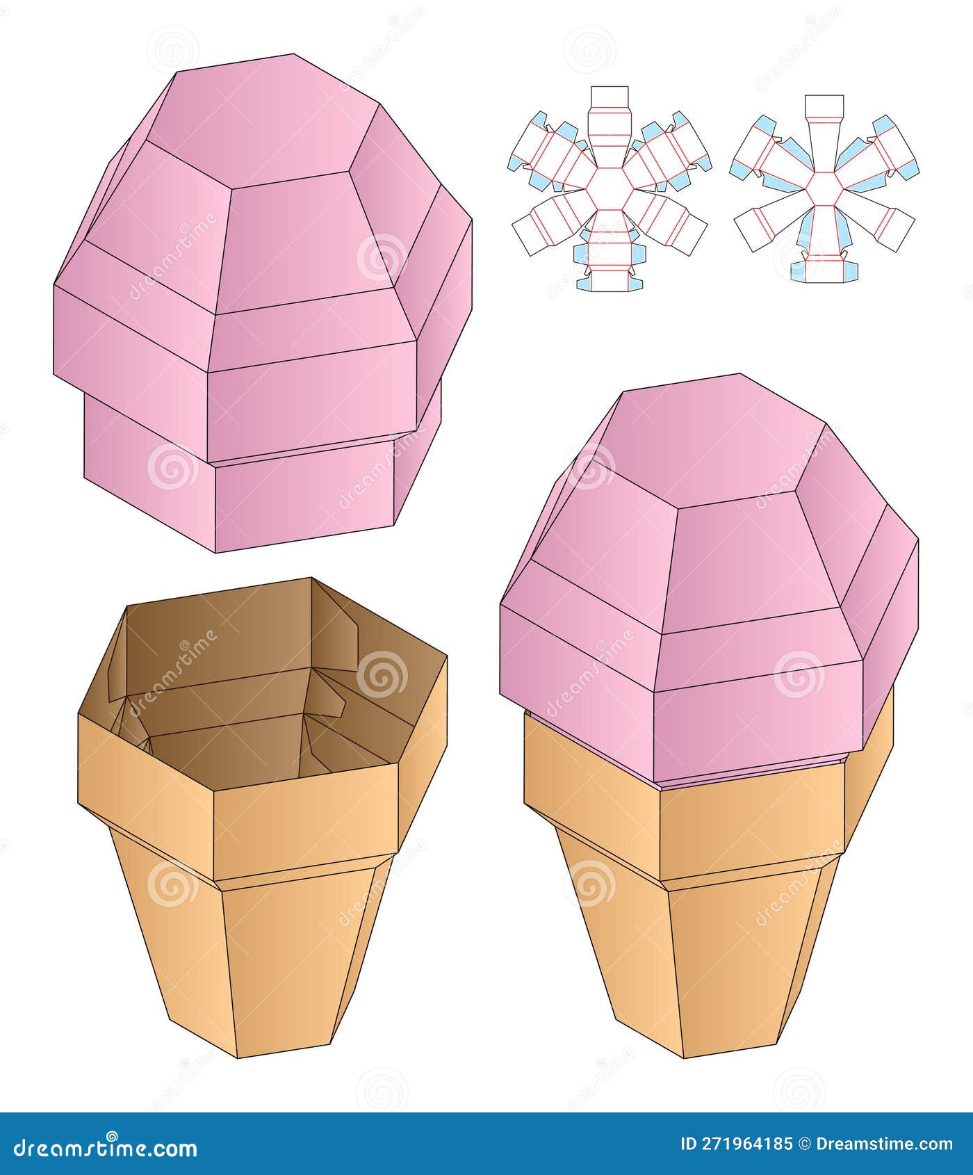 Box Packaging Die Cut Template Design. 3d Mock-up Stock Vector ...