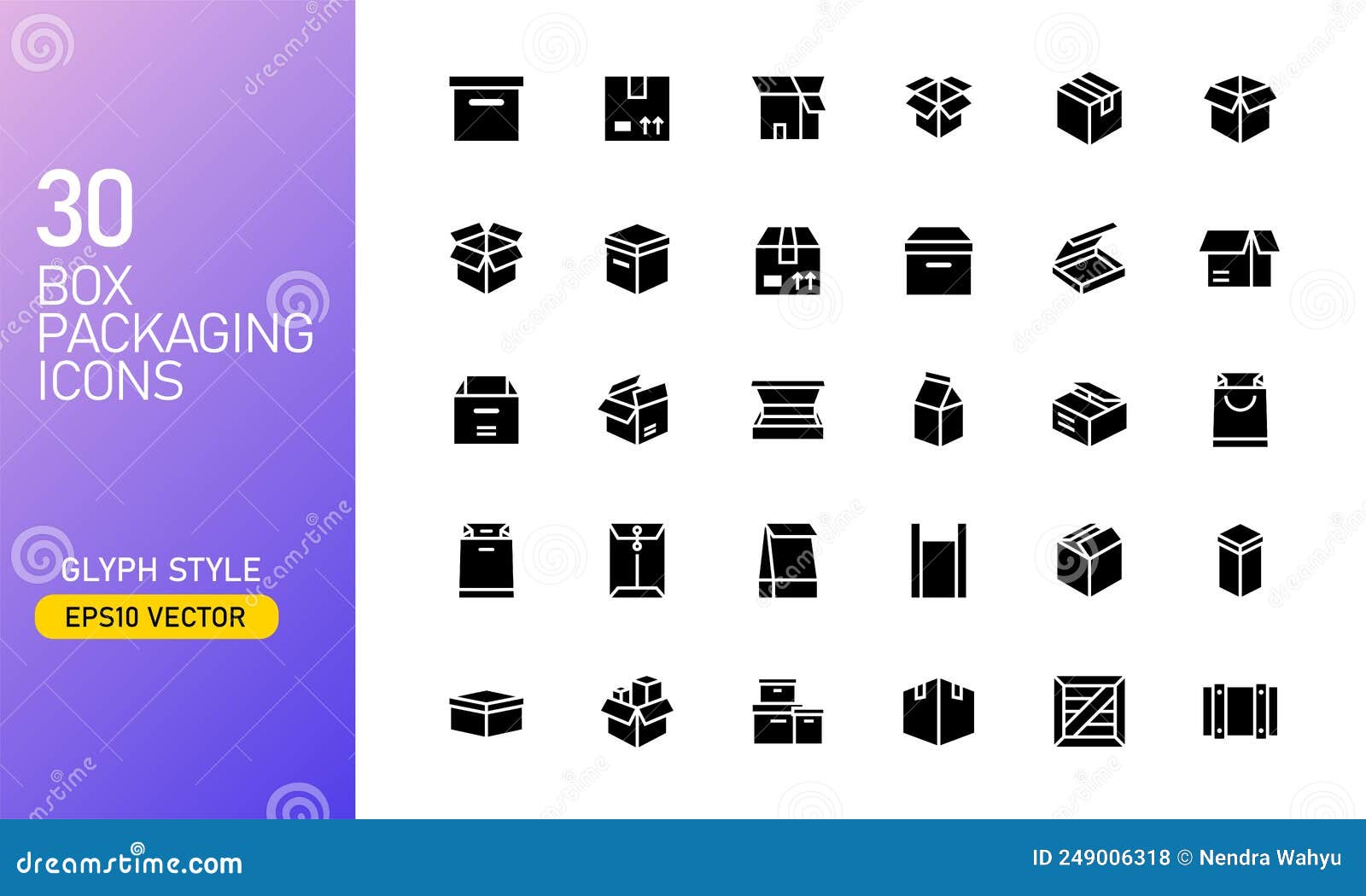 Box and Packaging Glyph Icon Set Stock Vector - Illustration of eps10 ...