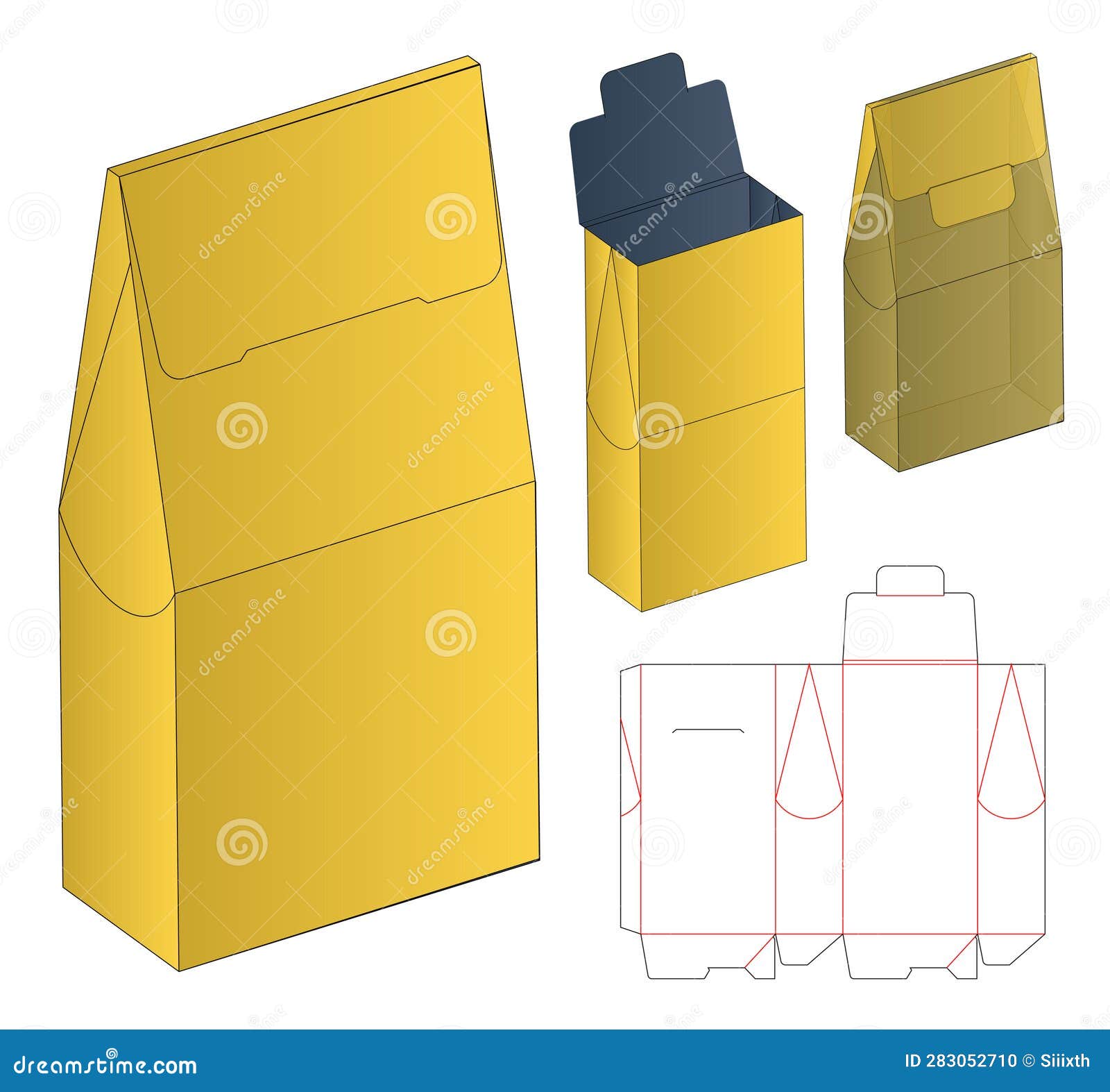Box Packaging Std-Cut Vorlage Design 3D-Modell Vektor Abbildung ...
