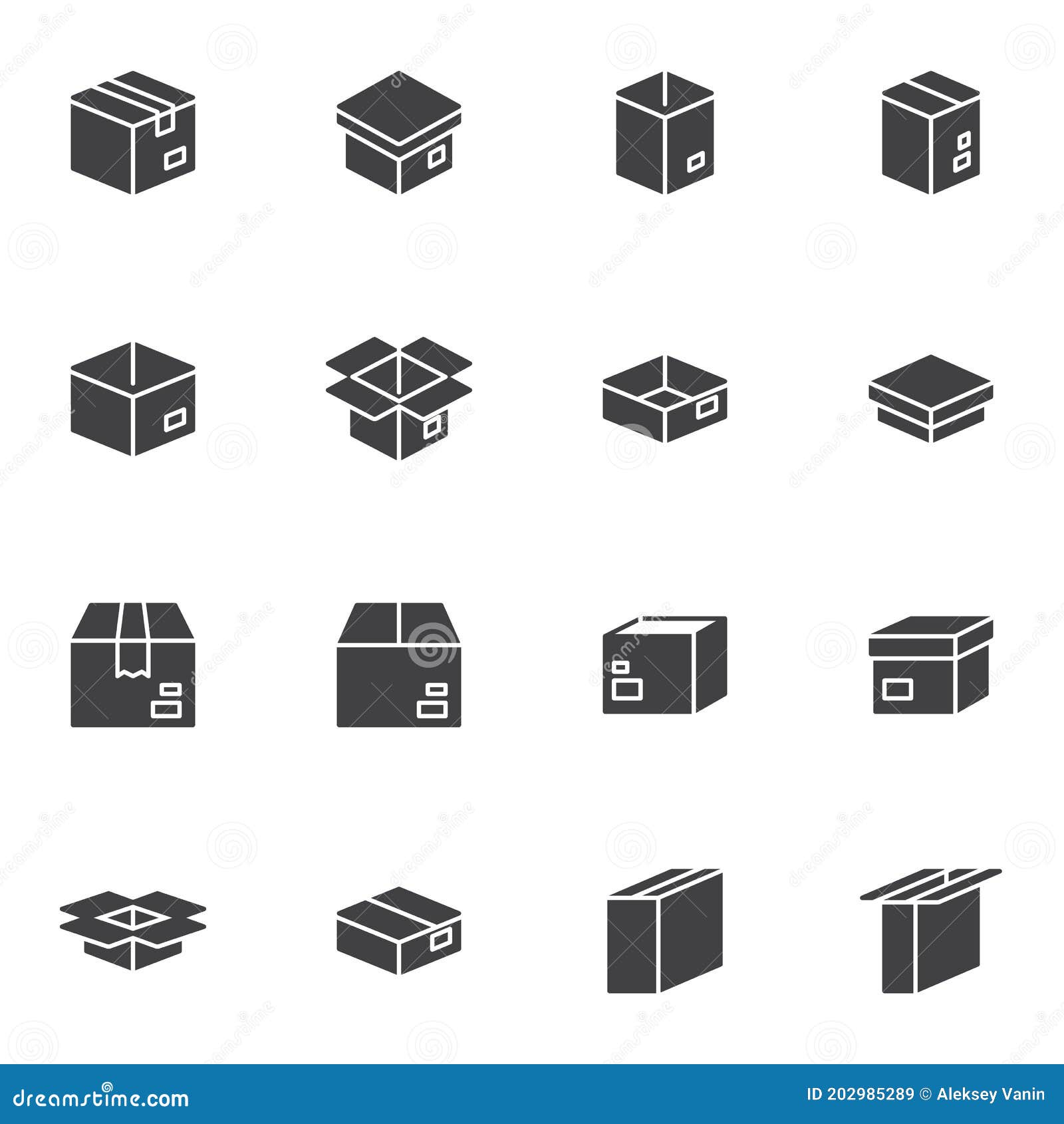 Box Packaging Vector Icons Set Stock Vector - Illustration of closed ...
