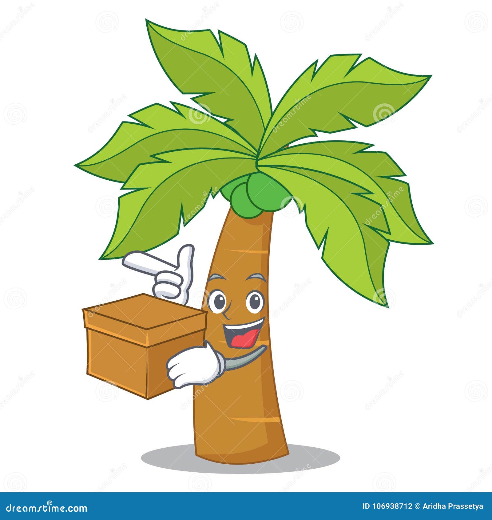 With Box Palm Tree Character Cartoon Stock Vector - Illustration of ...