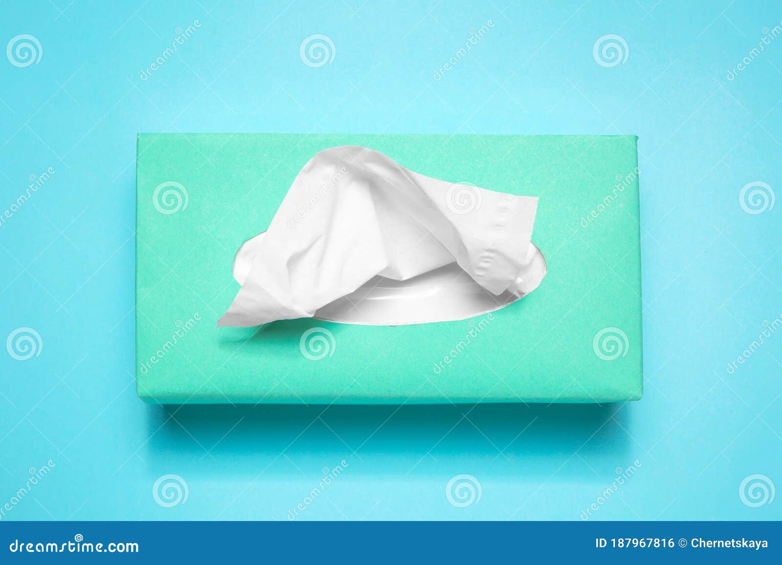 Box with Paper Tissues on Blue Background, Top View Stock Photo - Image ...
