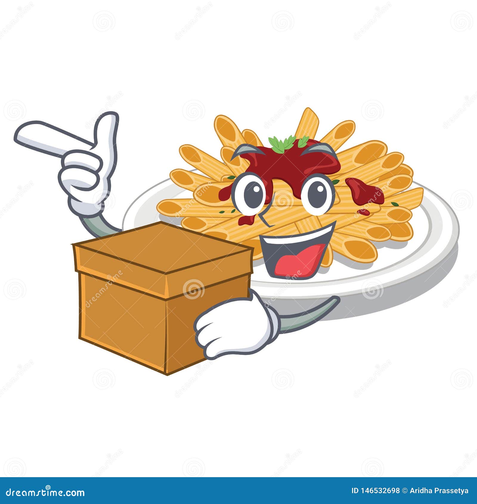 With Box Pasta in the a Character Bowl Stock Vector - Illustration of ...