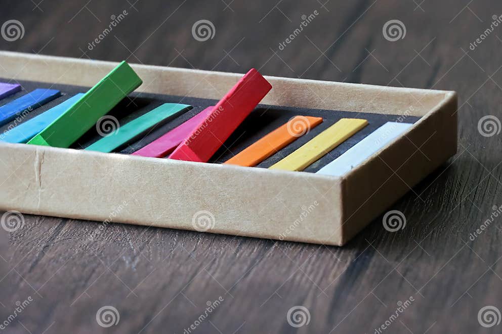 A Box of Pastel Chalks. Many Different Colours in a Pastel Chalk Box ...