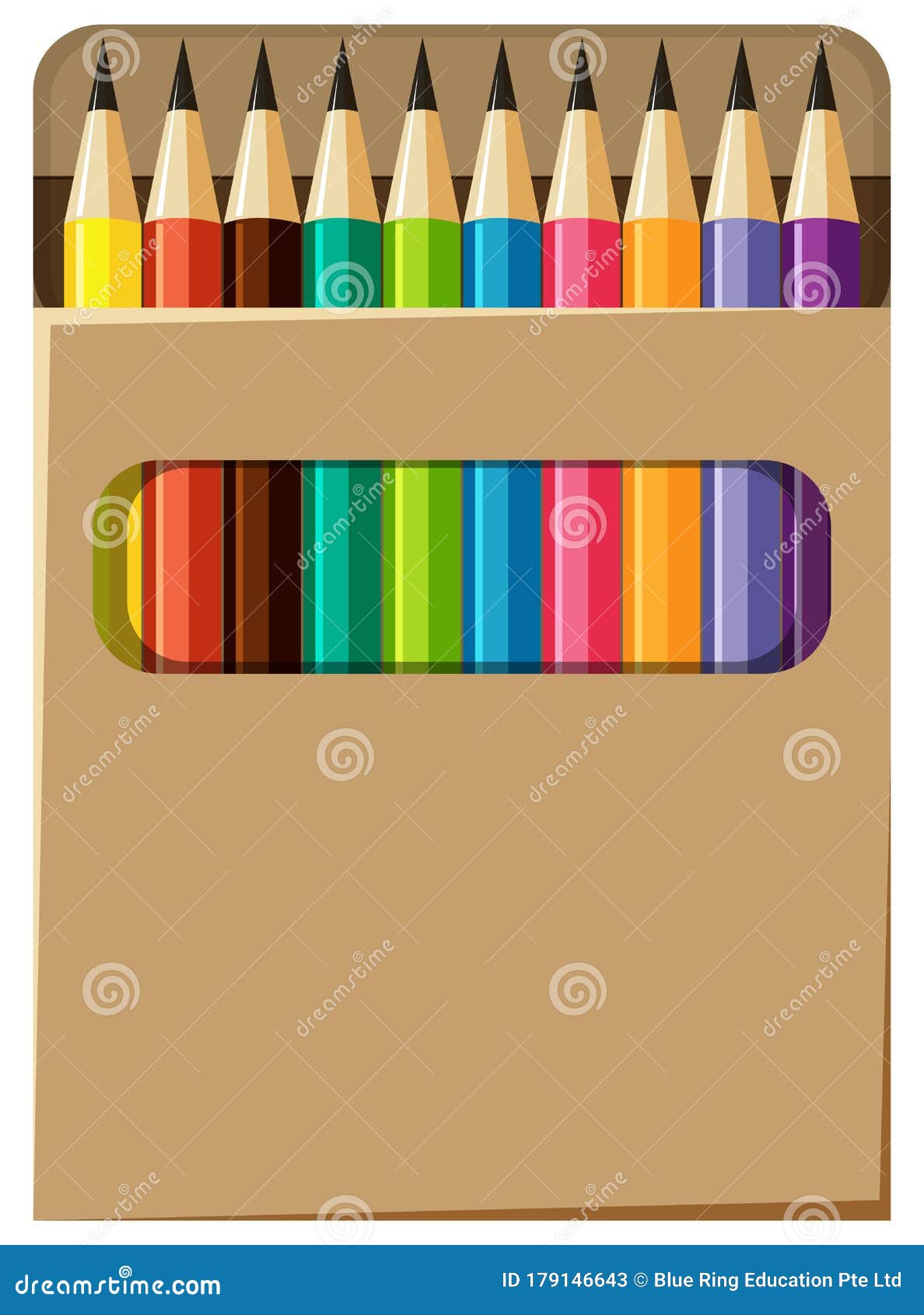 Box of Pencils with Different Colors Stock Vector - Illustration of ...