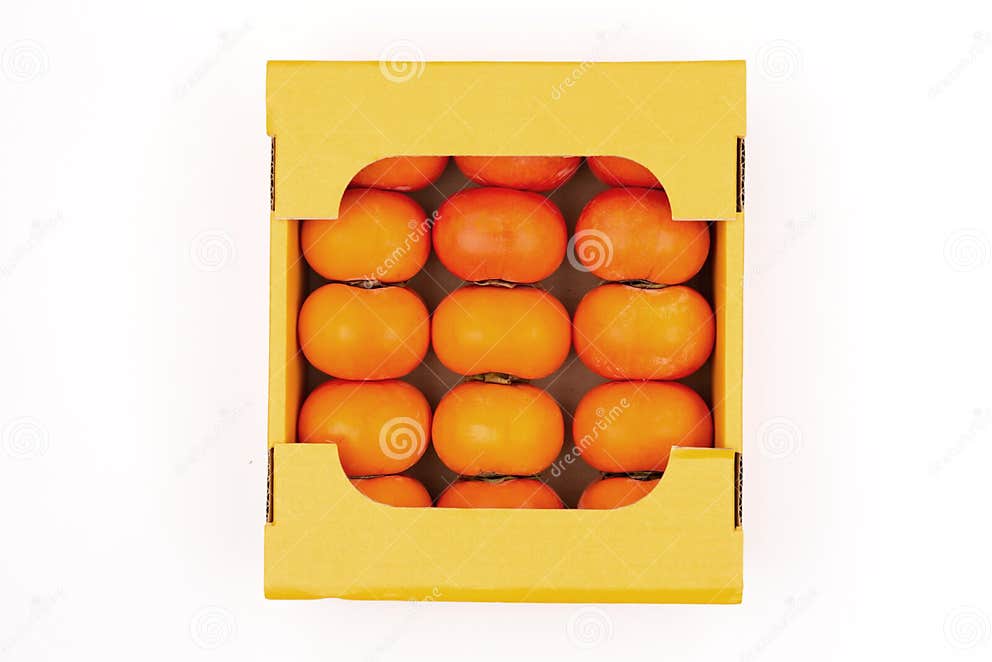 The box of persimmons stock photo. Image of autumn, japanese - 131489318