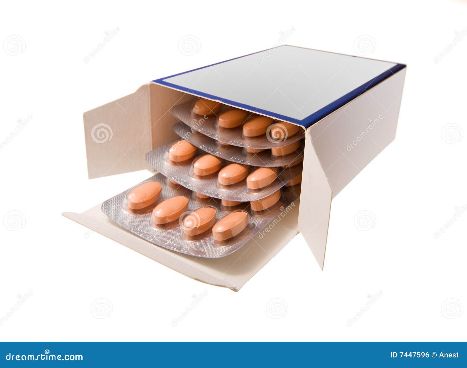 Box with Pills Isolated on White Stock Photo - Image of dose, cure: 7447596