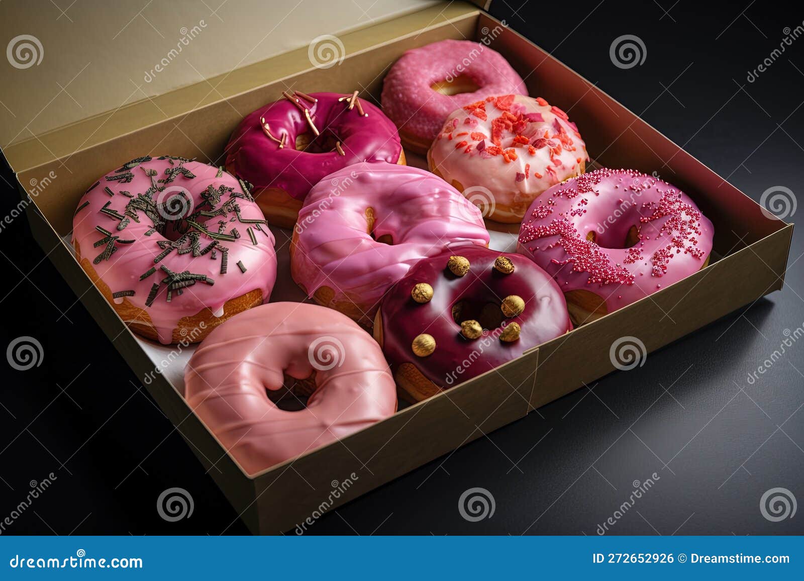 Box of Pink Slightly Melting Messy Colourful Mixed Glazed Donuts ...