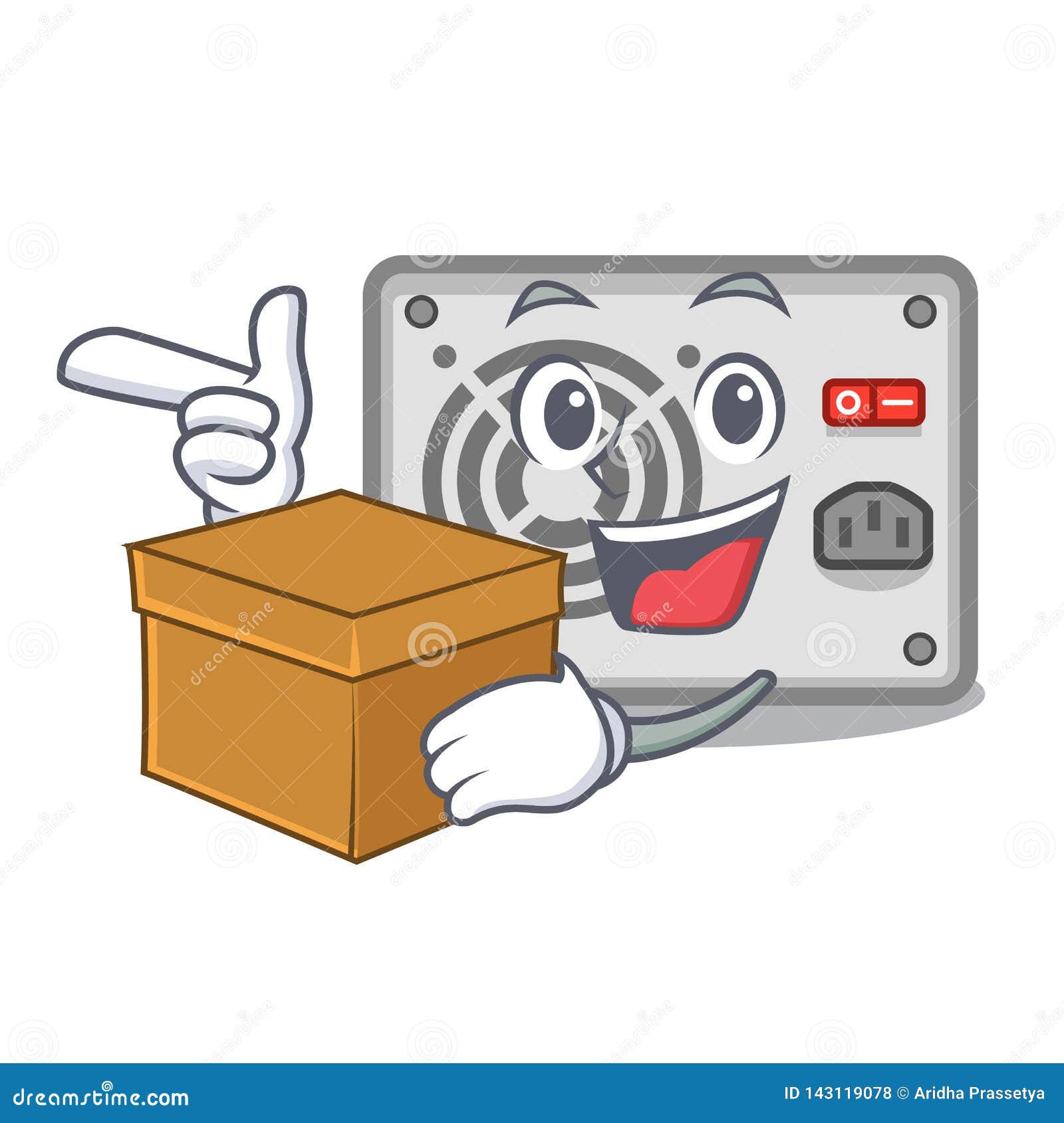 With Box Power Supply in the Shape Characters Stock Vector ...