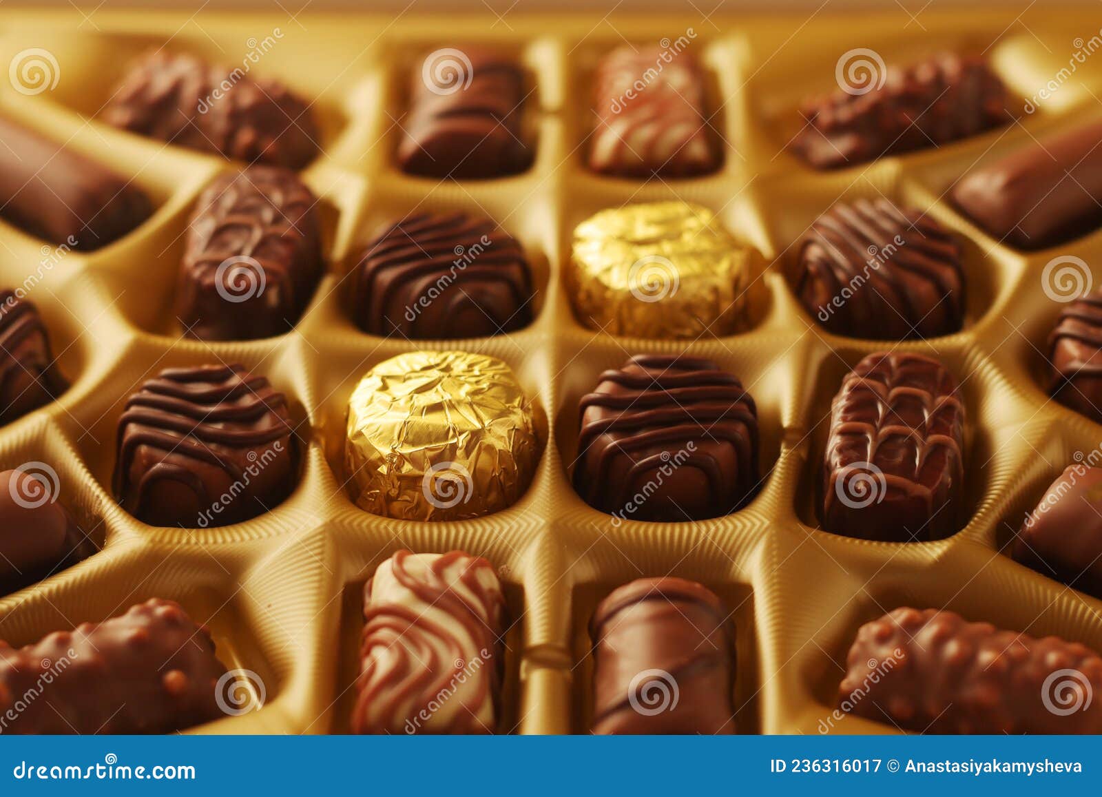 A Box with Praline Chocolates Stock Image - Image of mixed, direction ...