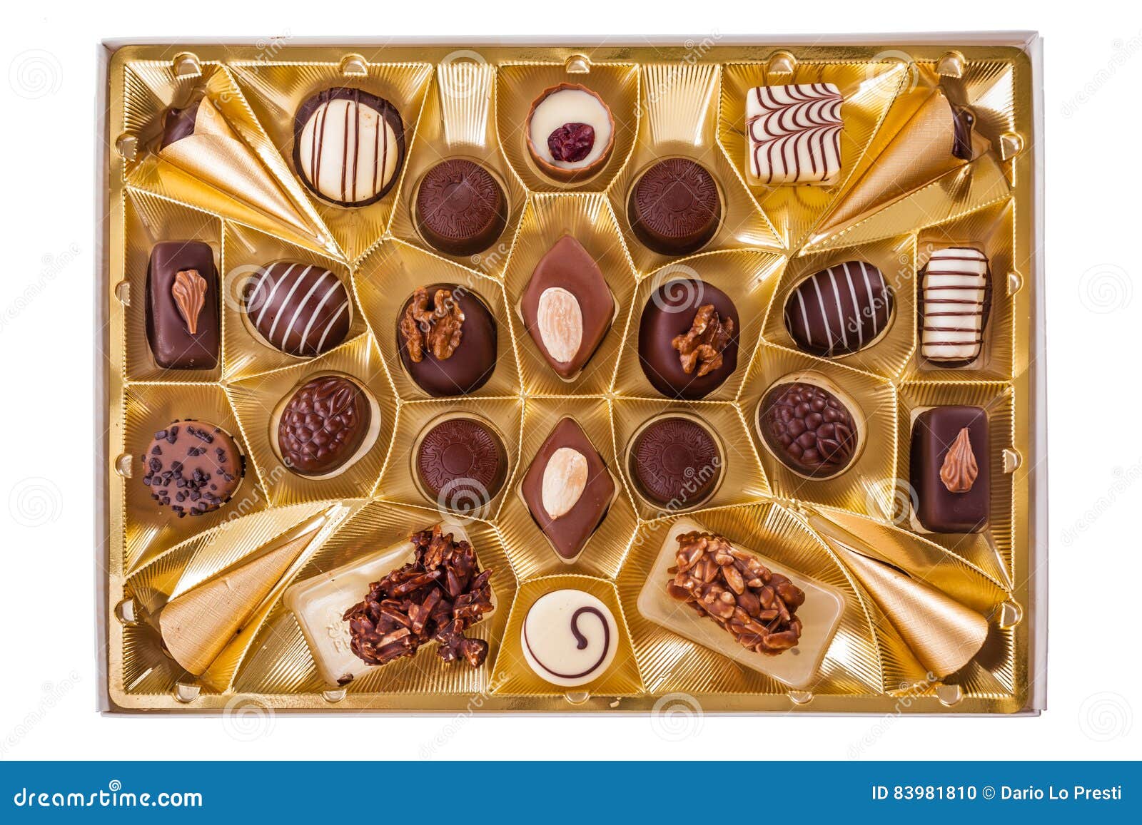 Box of pralines isolated stock photo. Image of food, confection - 83981810