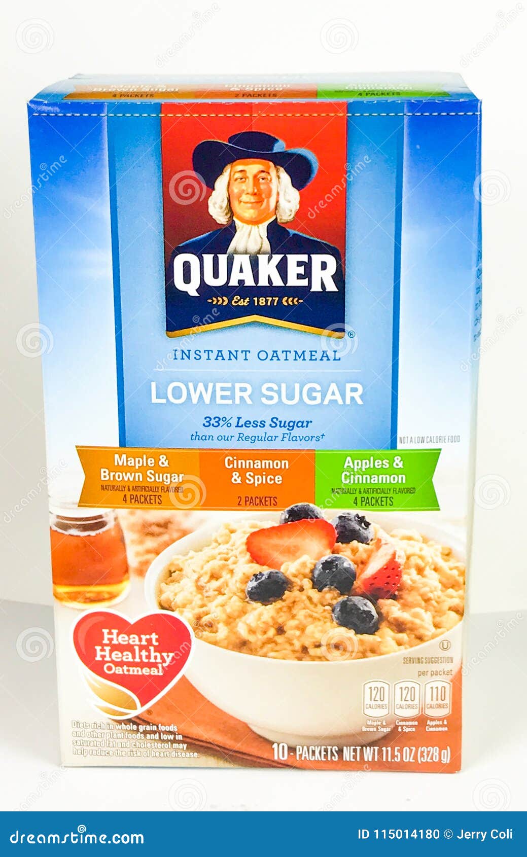 Box of Quaker Instant Oatmeal, Low Sugar on a White Backdrop Editorial ...
