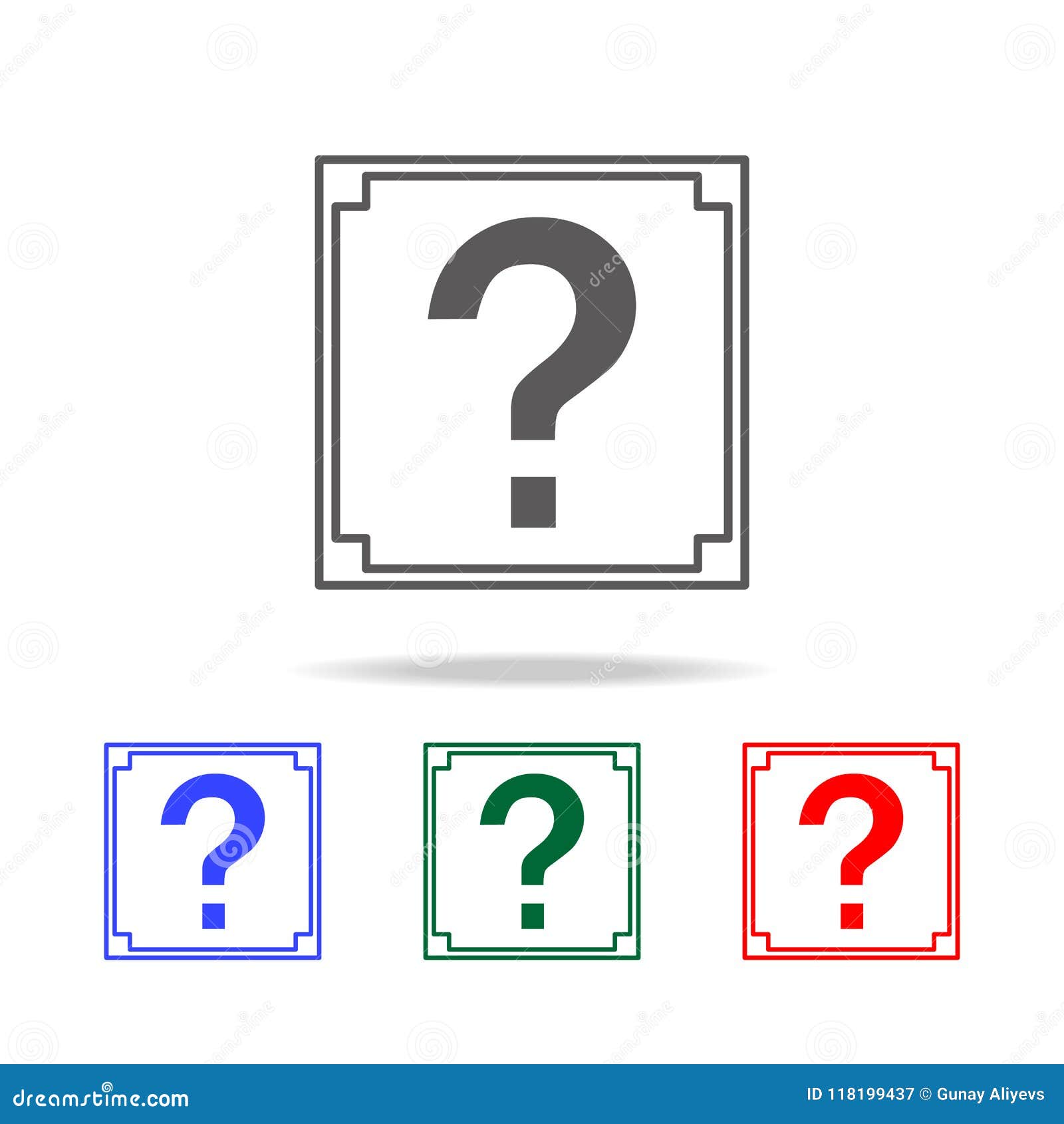 Box with Question Icon. Elements of Game Life in Multi Colored Icons ...
