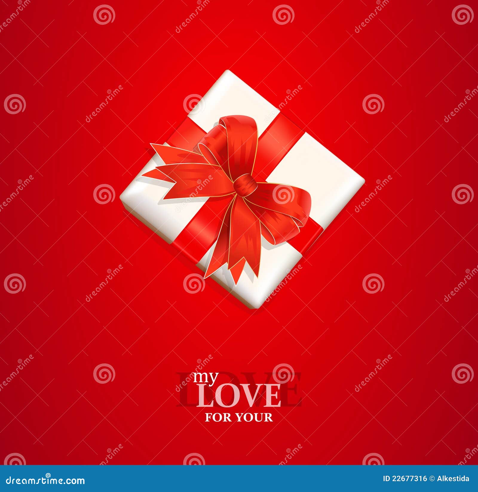 Box with a Red Bow on a Red Background Stock Vector - Illustration of ...
