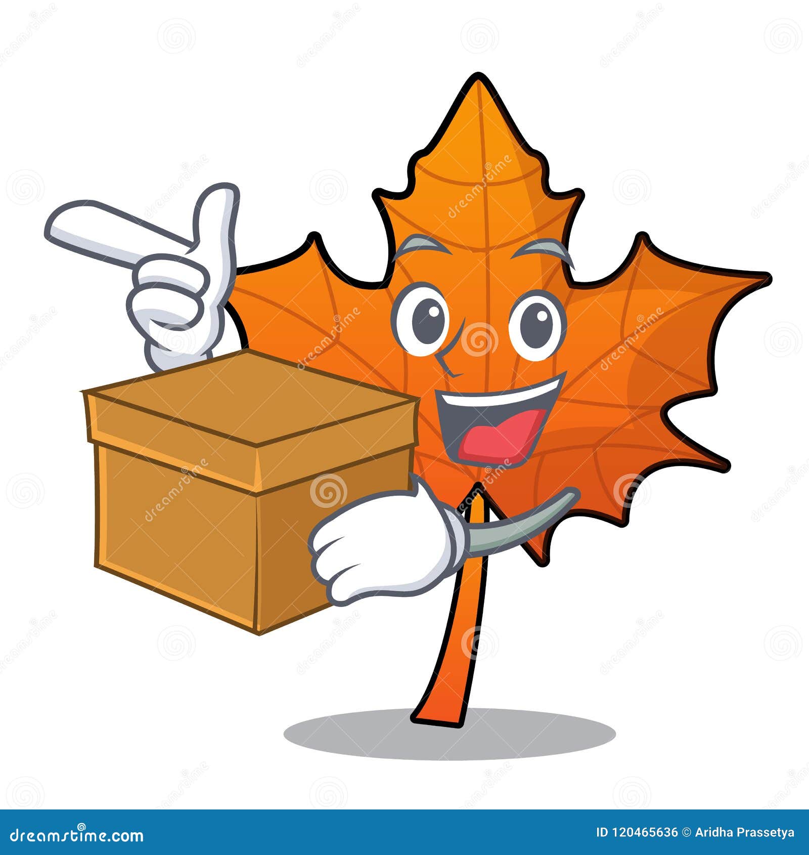 With Box Red Maple Leaf Character Cartoon Stock Vector - Illustration ...