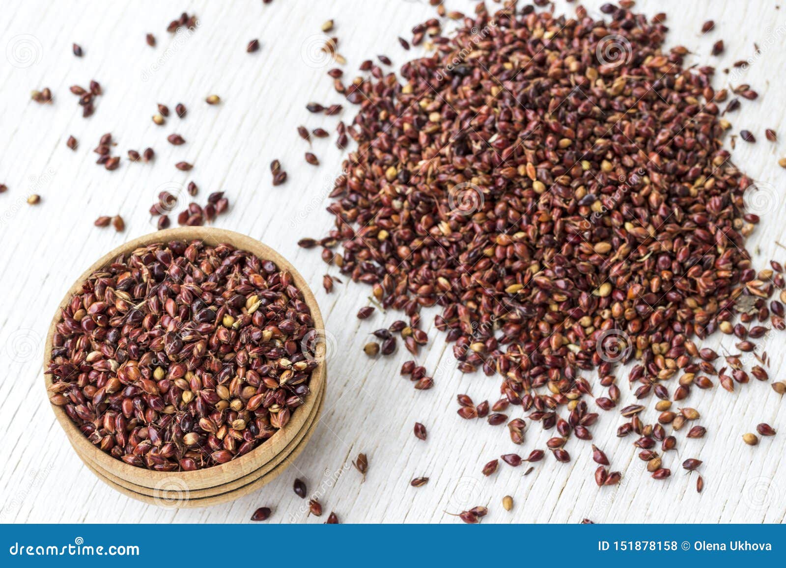 Box with Red Millet and Millet Grain on a White Background Stock Photo ...