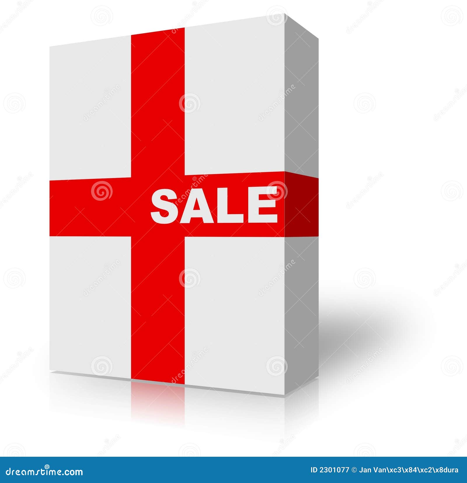 Box with red ribbon - Sale stock illustration. Illustration of cover ...