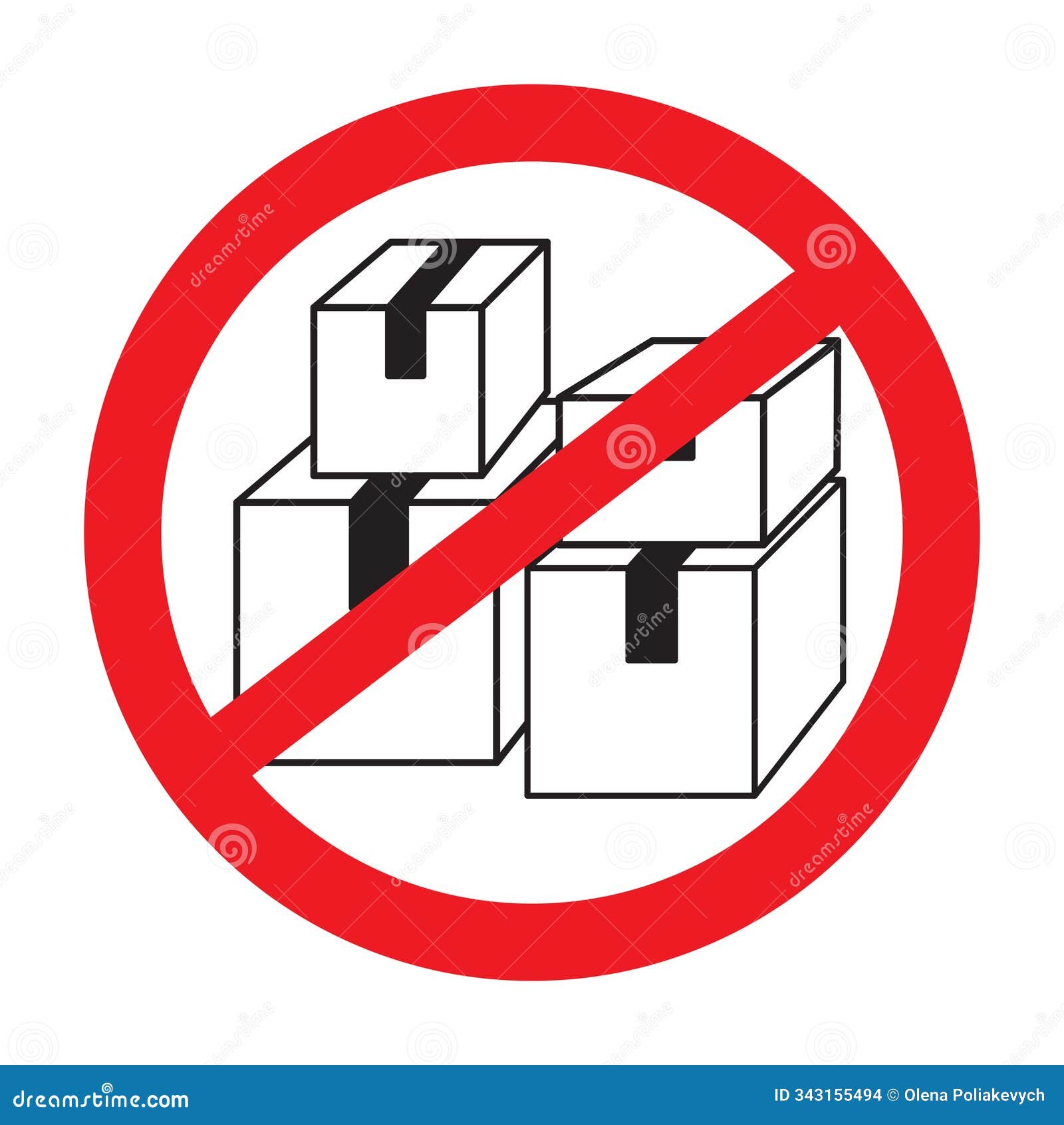 Box Restriction Icon. No Boxes Allowed. Red Prohibition Circle. Black ...