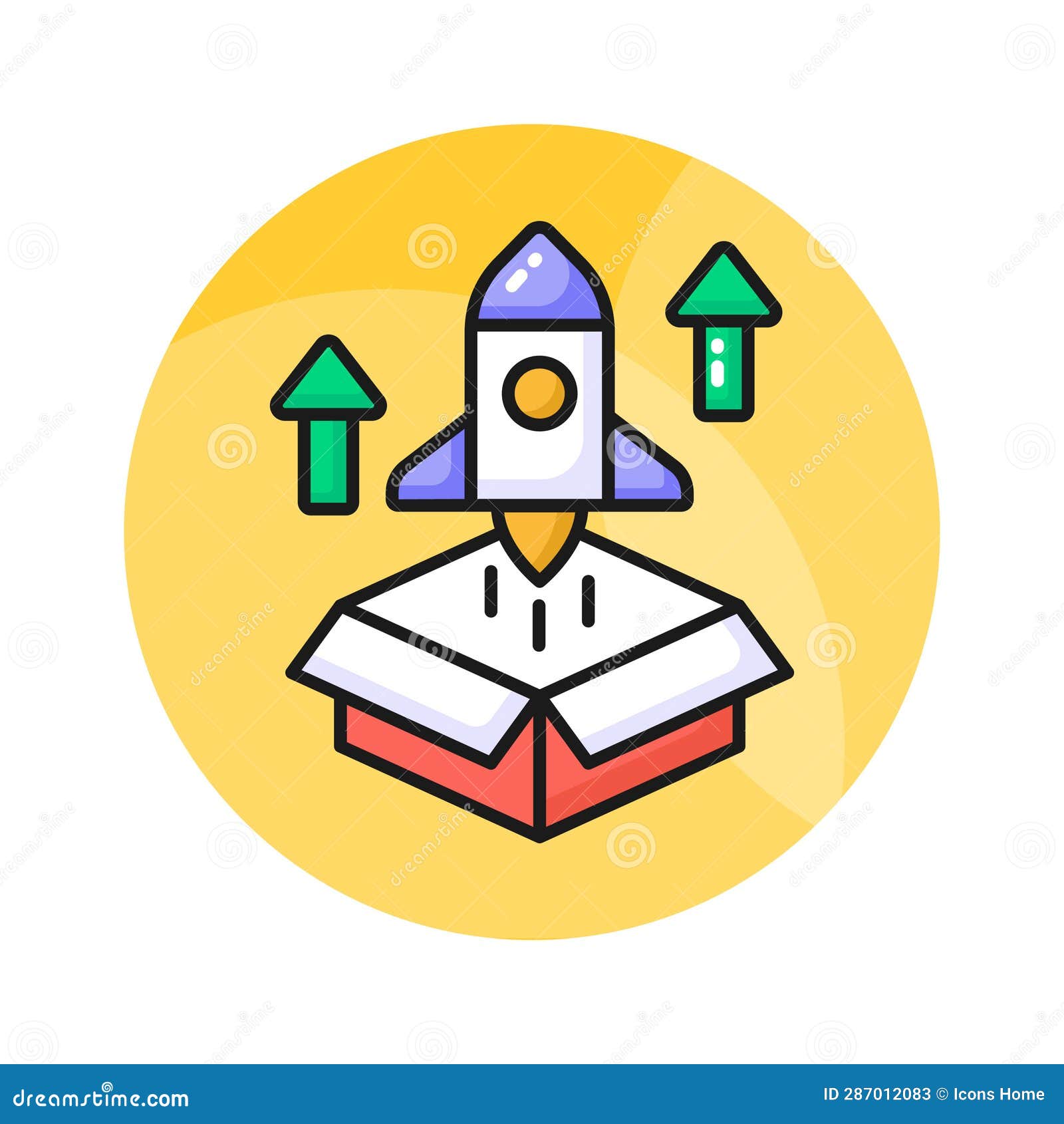 Box with Rocket Showing Product Release Concept Vector, Business ...