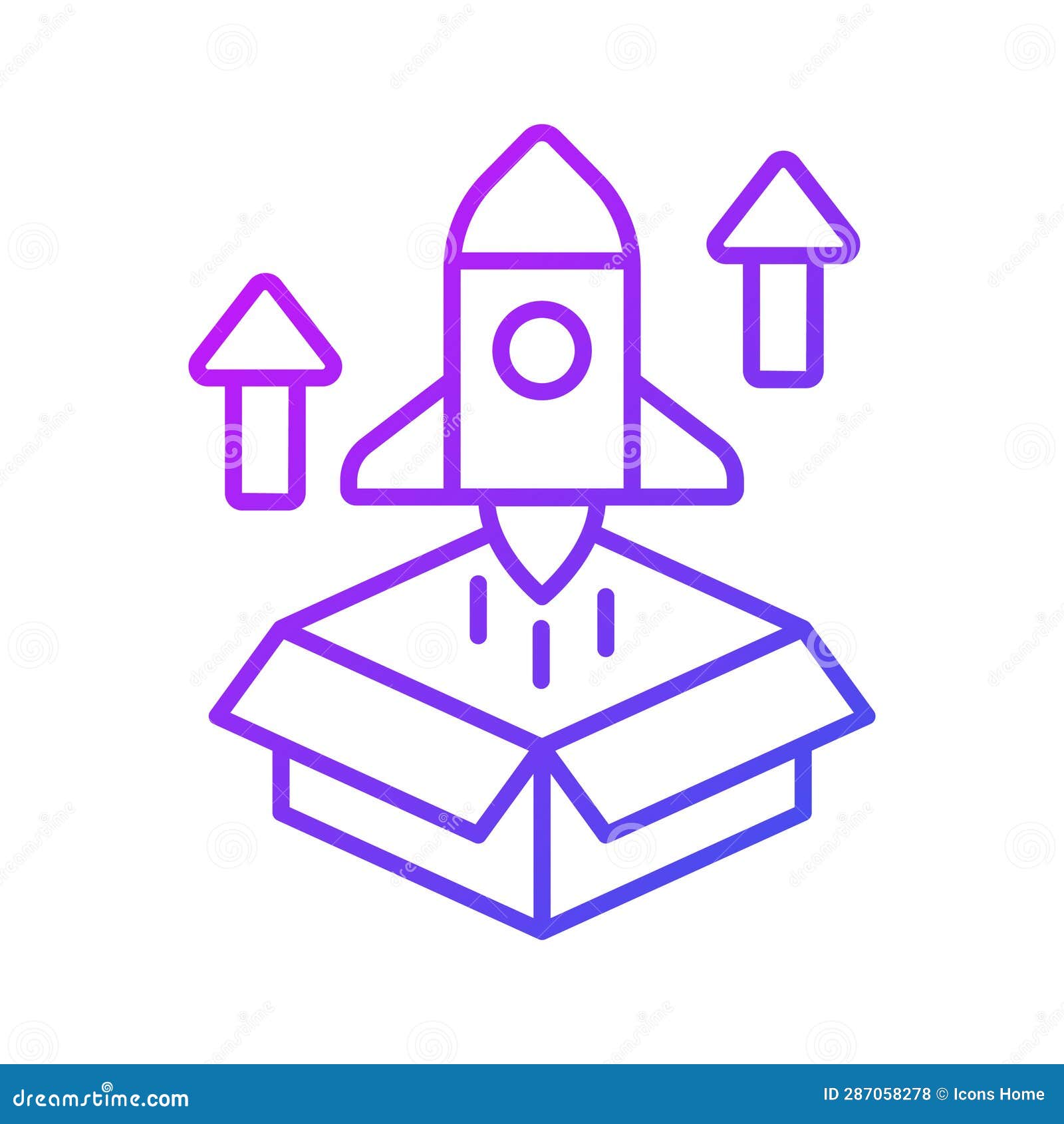 Box with Rocket Showing Product Release Concept Vector, Business ...