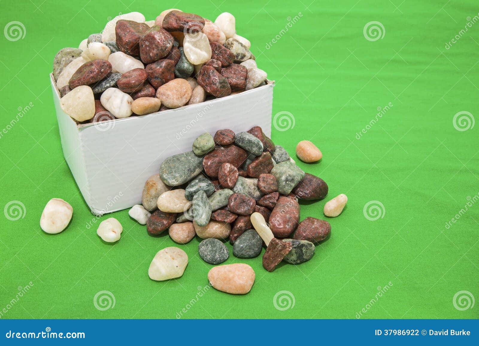 Box of Rocks Loose Green Background Stock Photo - Image of ornament ...