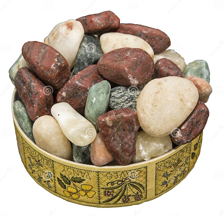 Box of Rocks Round Isolated White Stock Photo - Image of black, design ...