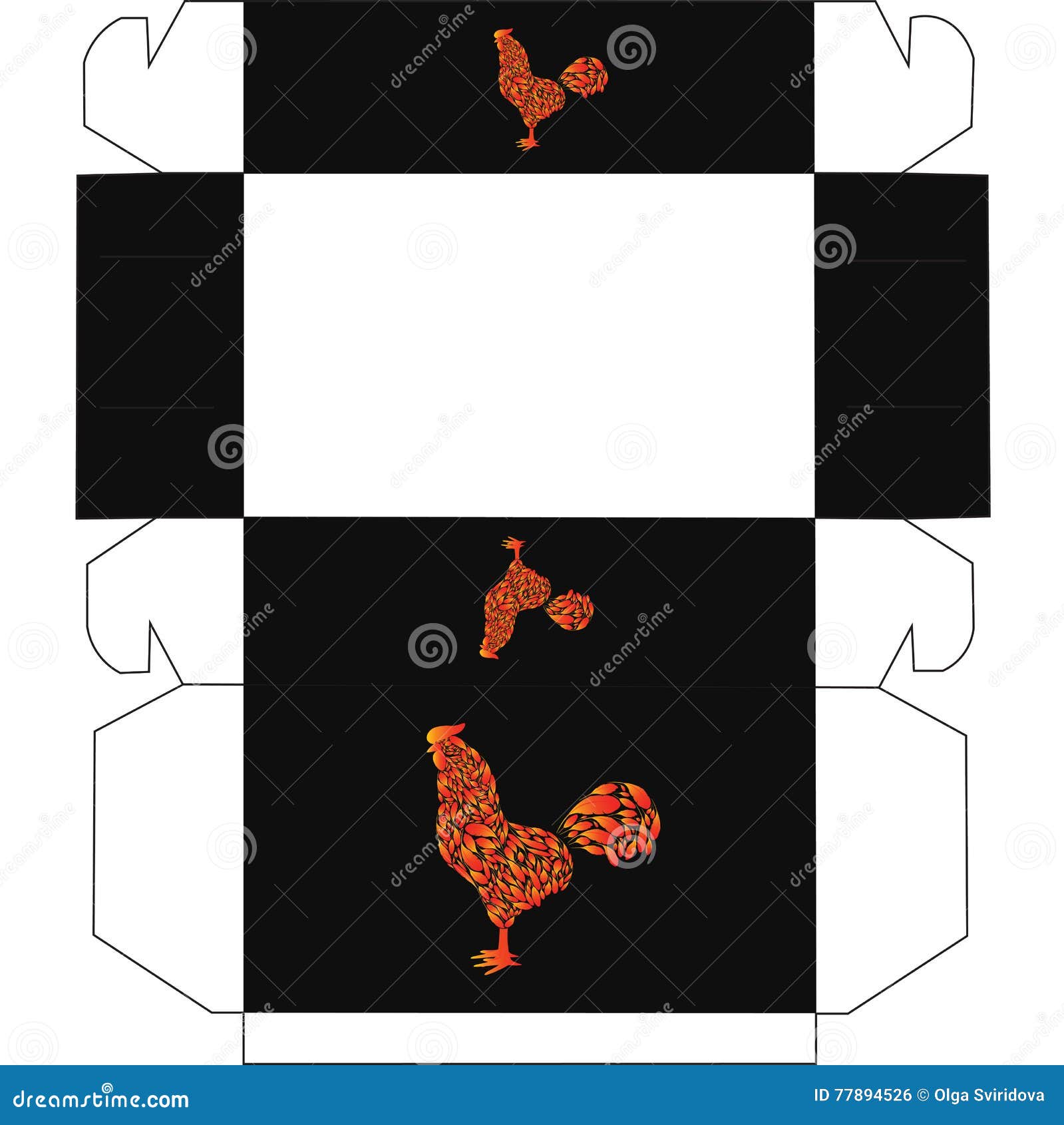 Box with Roosters. stock vector. Illustration of fold - 77894526