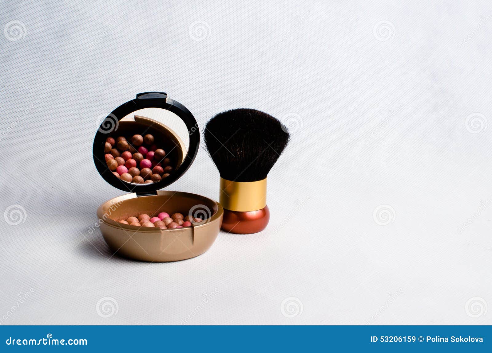 Box with a Rouge and Brush for Makeup Stock Image - Image of brush ...